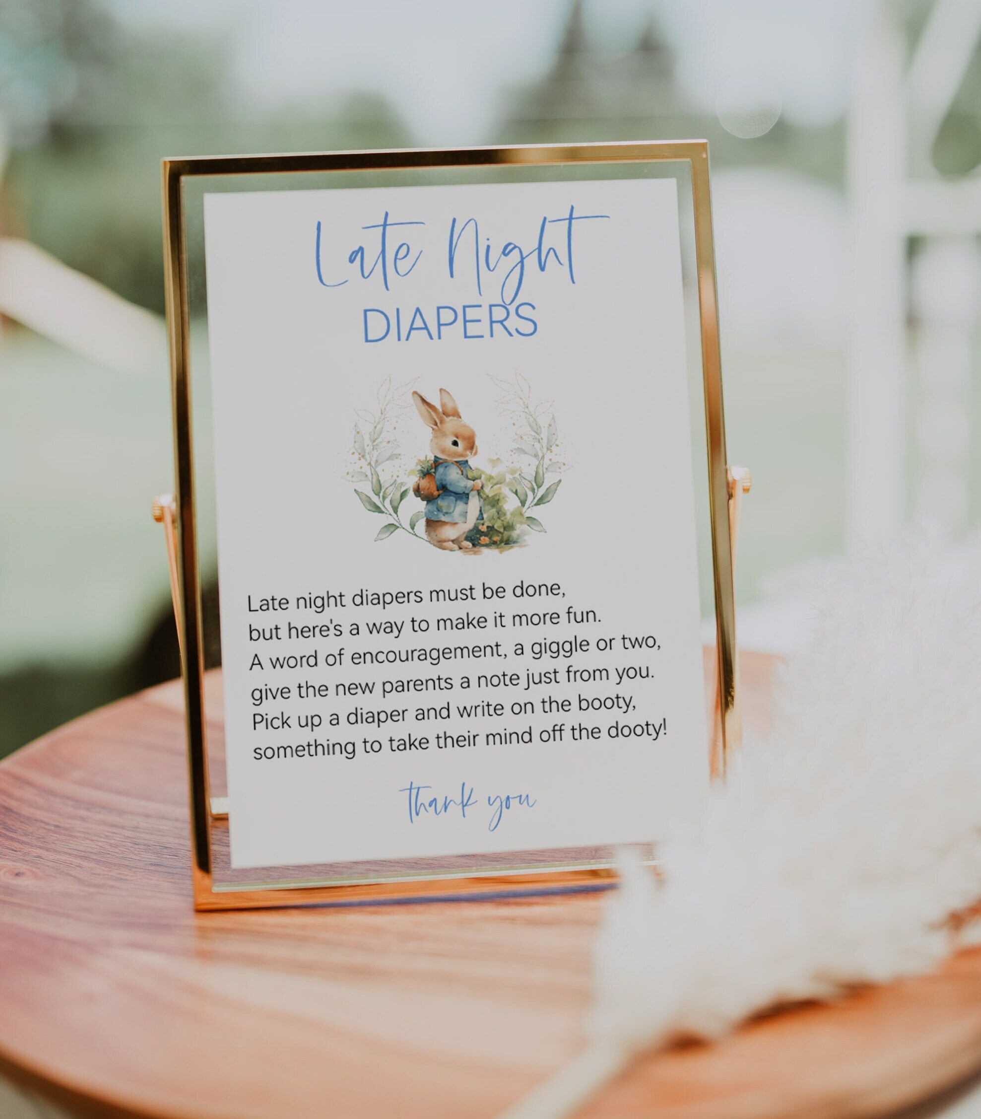 Cute Bunny Baby Shower Late Night Diapers Sign , Late Night Diapers ...