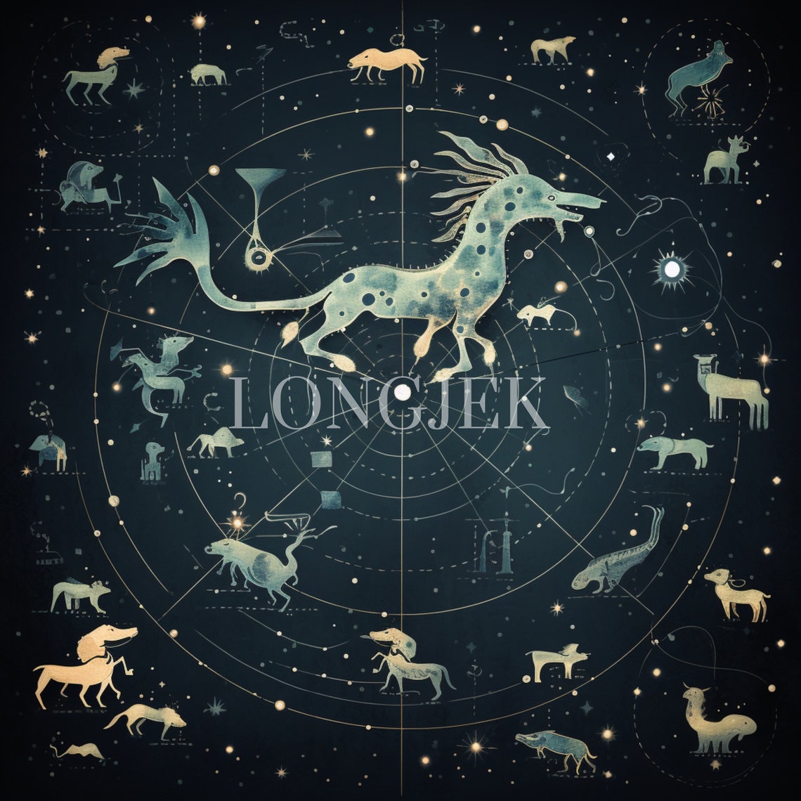 Constellation Map of Mythological Creatures Digital Printable Poster ...