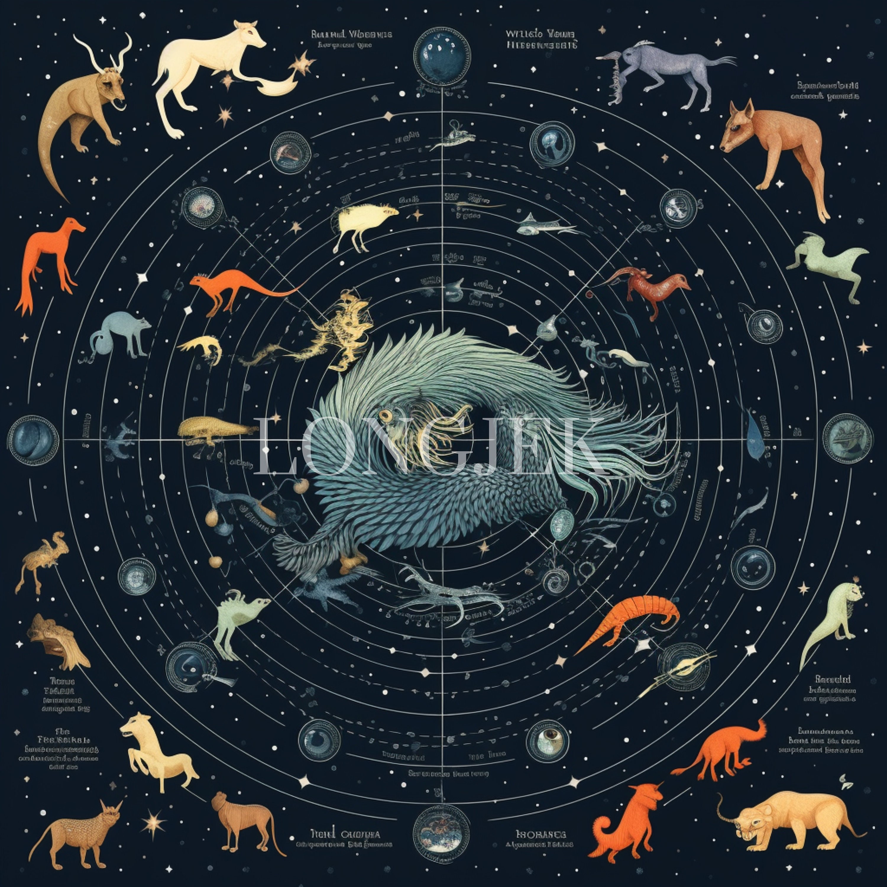 Constellation Map of Mythological Creatures Digital Printable Poster ...