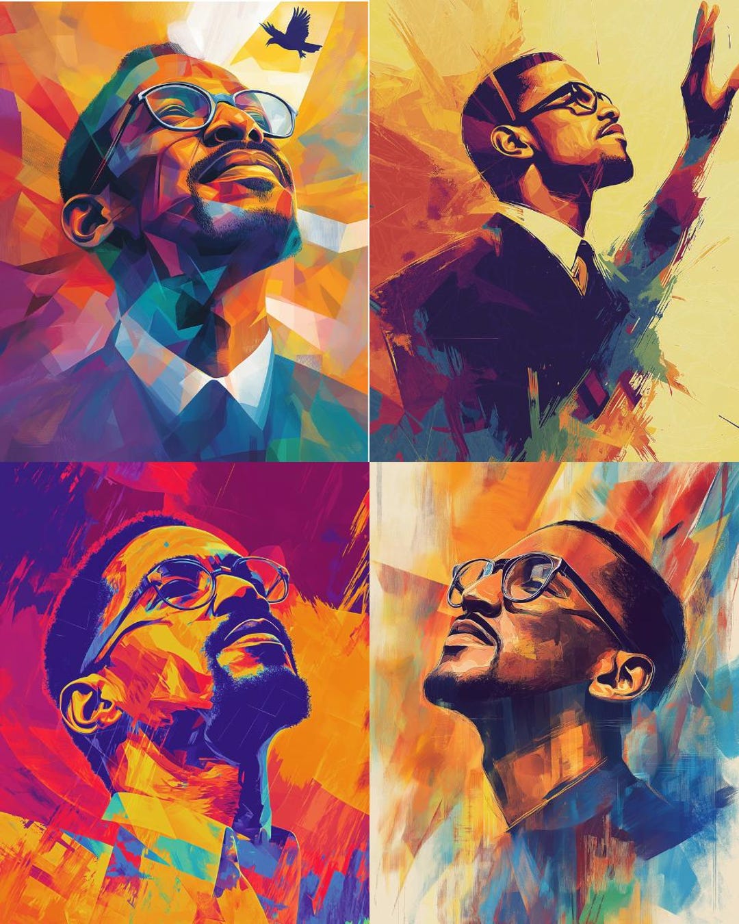 Bold Malcolm X Art Poster – Vibrant Colors, Empowerment (digital ...