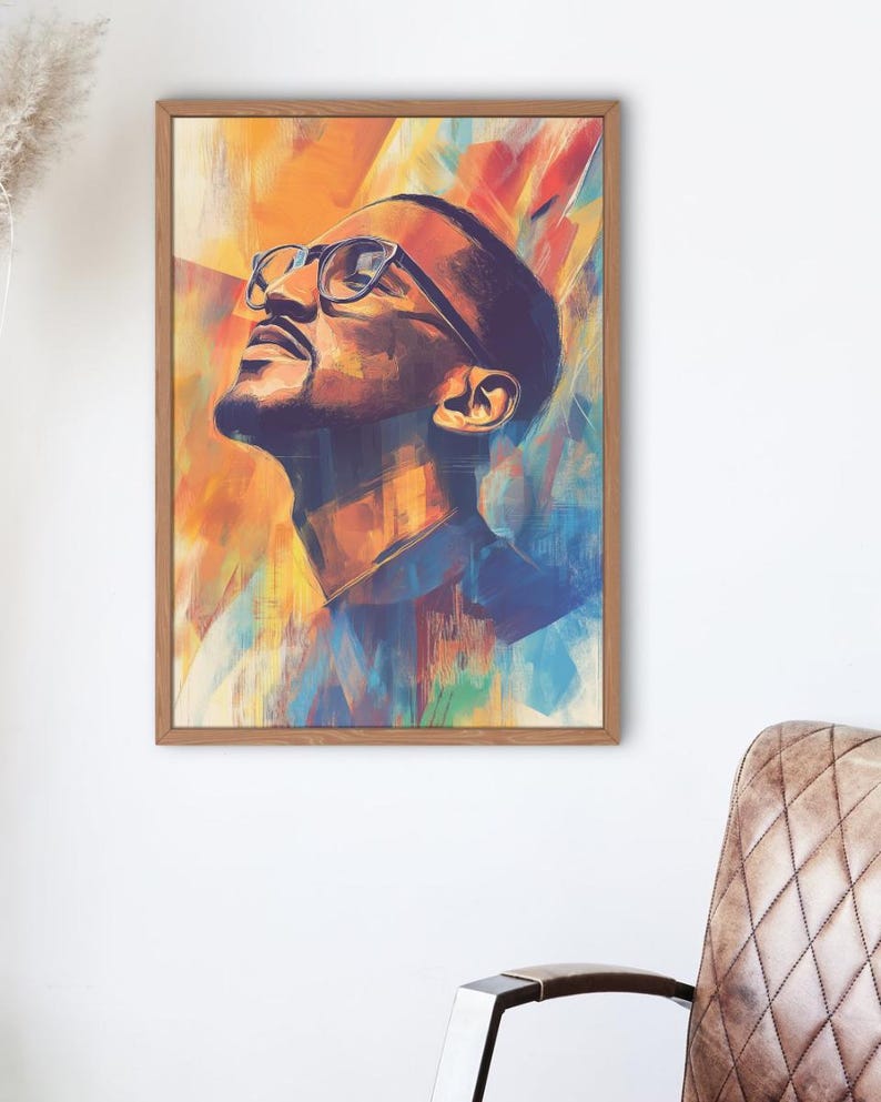Bold Malcolm X Art Poster – Vibrant Colors, Empowerment (digital ...