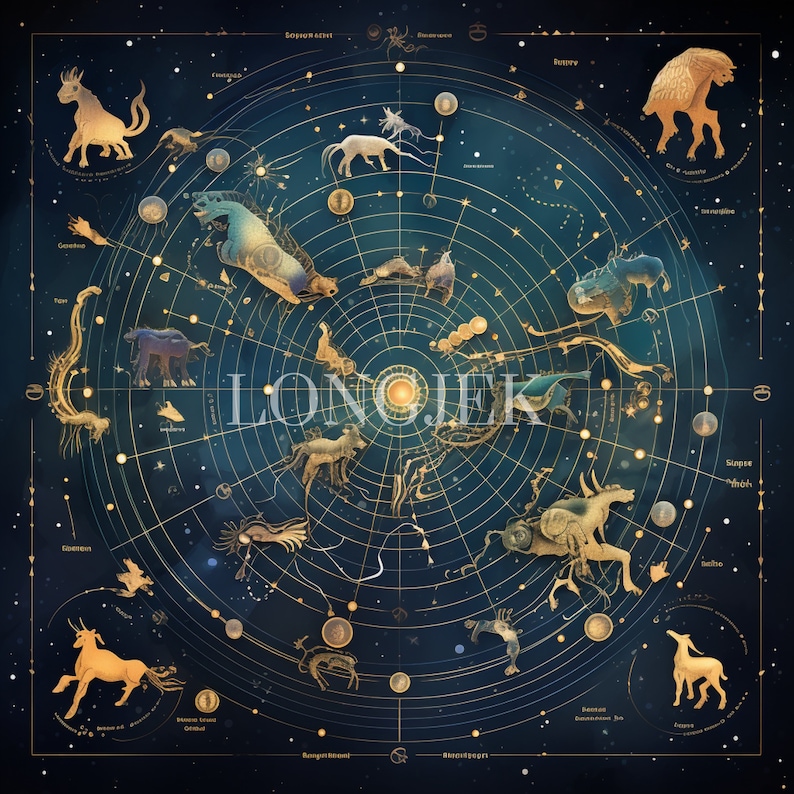 Constellation Map of Mythological Creatures Digital Printable Poster ...