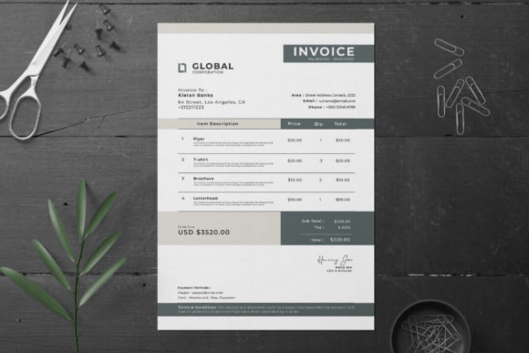 Digital Invoice - Business Invoice - Editable Invoice - Small Business ...