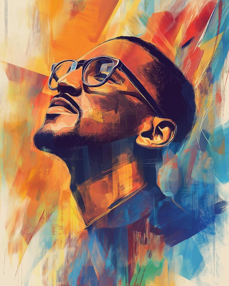 Bold Malcolm X Art Poster – Vibrant Colors, Empowerment (digital ...