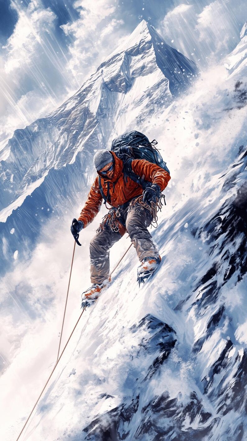 Realistic Climber Scaling Mount Everest Poster – 2856x5095 Px, 300 DPI ...