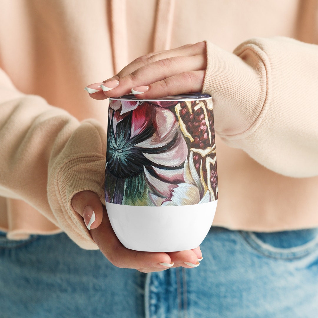 Protea Wine Tumbler With Original Art by Althia Prinsloo - Etsy