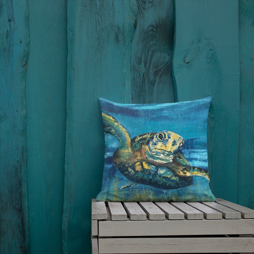 SEA TURTLE PILLOW, Ocean Theme Pillow, Turtle Lover Gift, Art Print ...