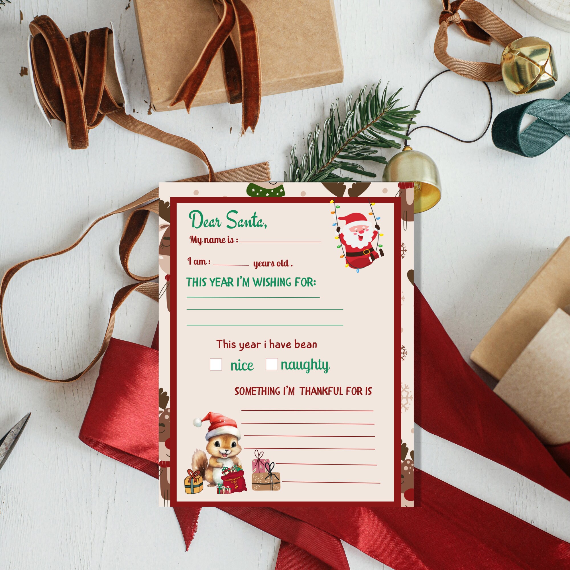 Letter Template Printable for Santa Claus |printable Santa Letter ...