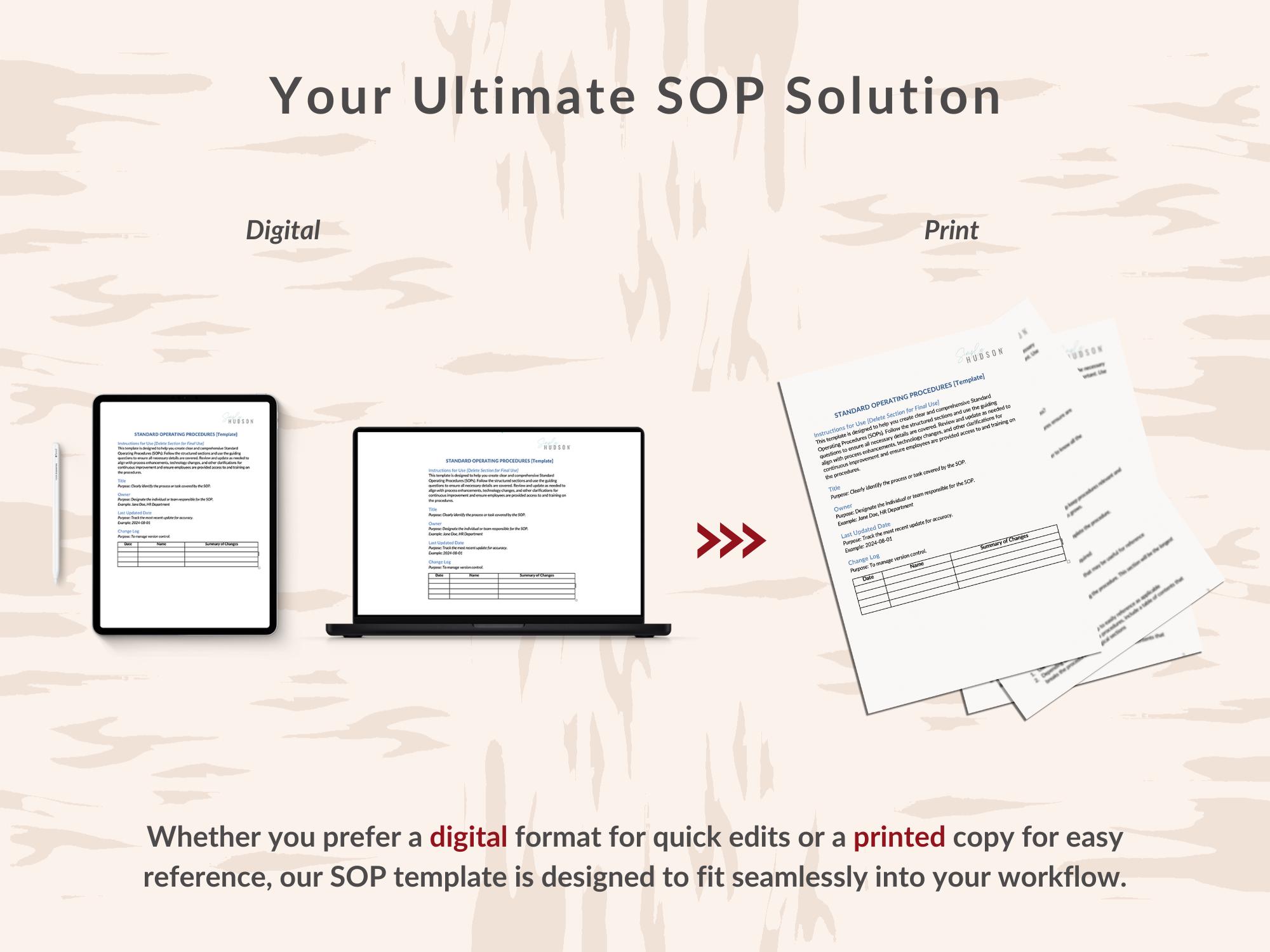 Standard Operating Procedures Guidebook Digital SOP Template for Small ...