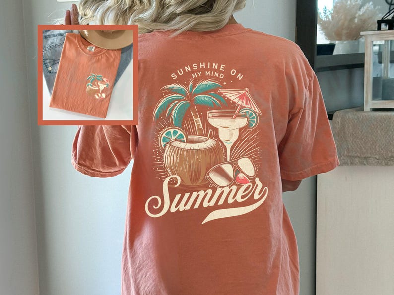 Summer Sunshine Retro Beach T-shirt Summertime Vacation Mode Casual ...