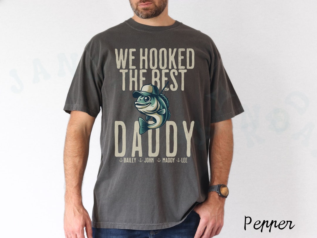 Customized Fishing Dad T-shirt Custom Kids Names Outdoor Fun Dad and ...