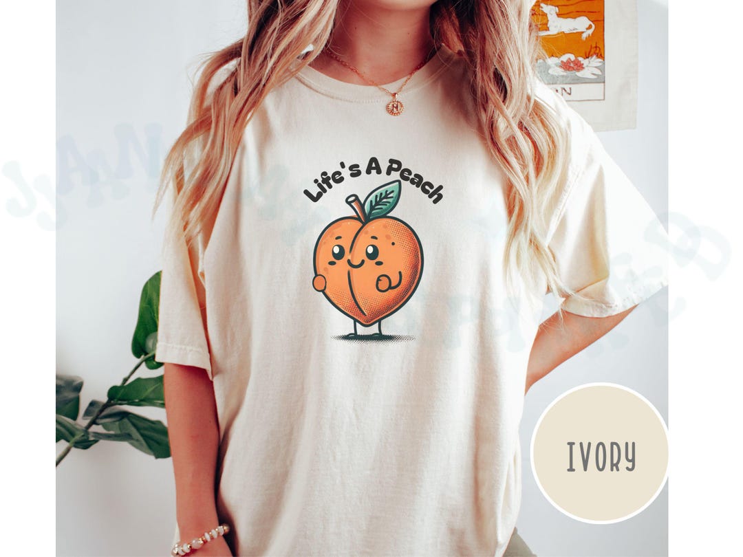 Lifes A Peach Tshirt Gift Comfort Colors Cute Retro Whimsical Fruit ...