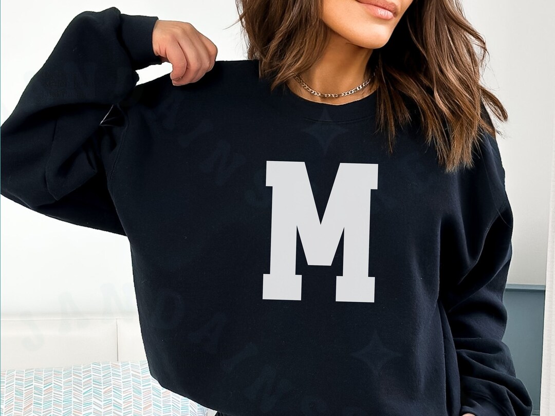 Custom Monogram Sweatshirt Minimalist White Letter Top Personalized ...
