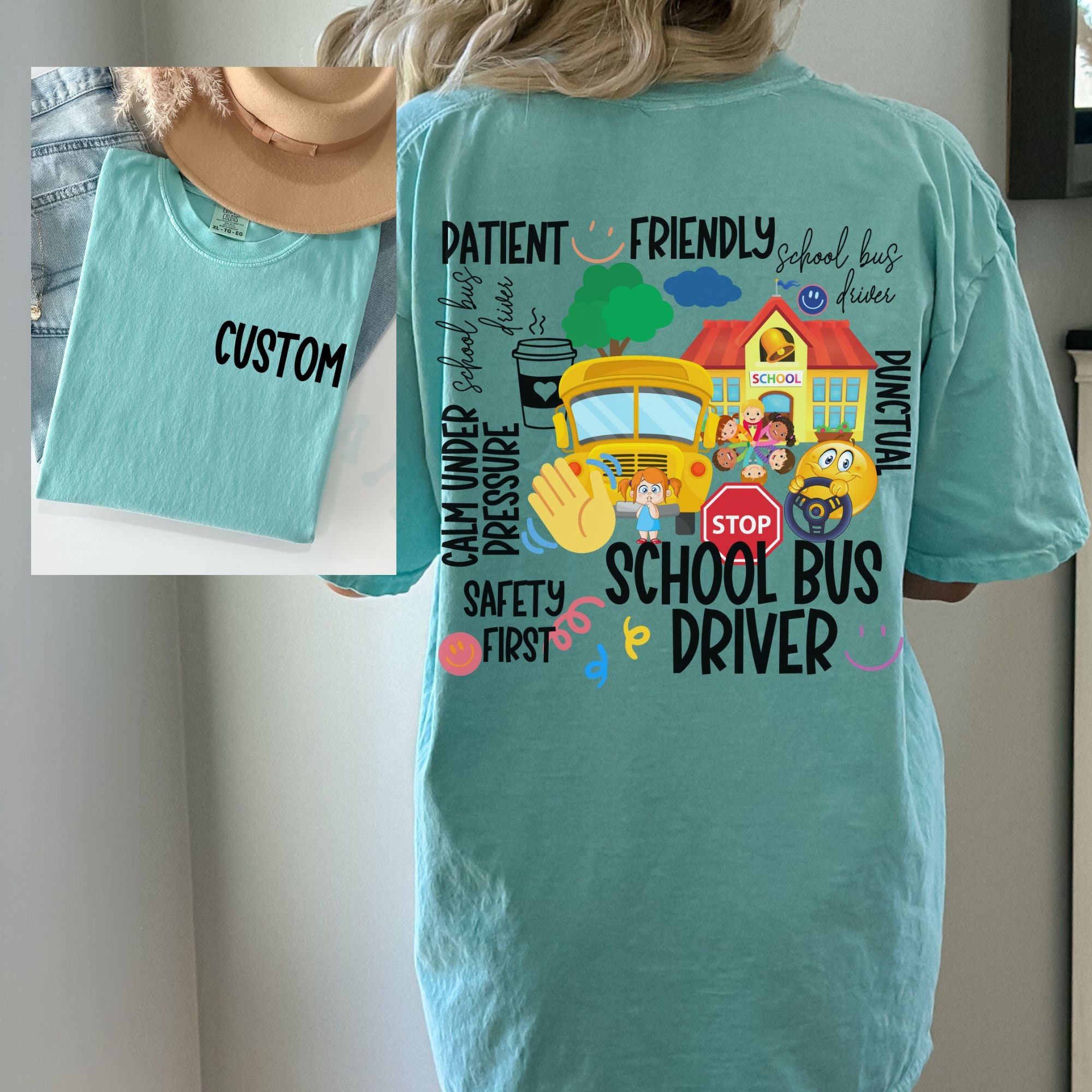 Custom School Bus Driver Comfort Colors T-shirt on the Road With Pride ...
