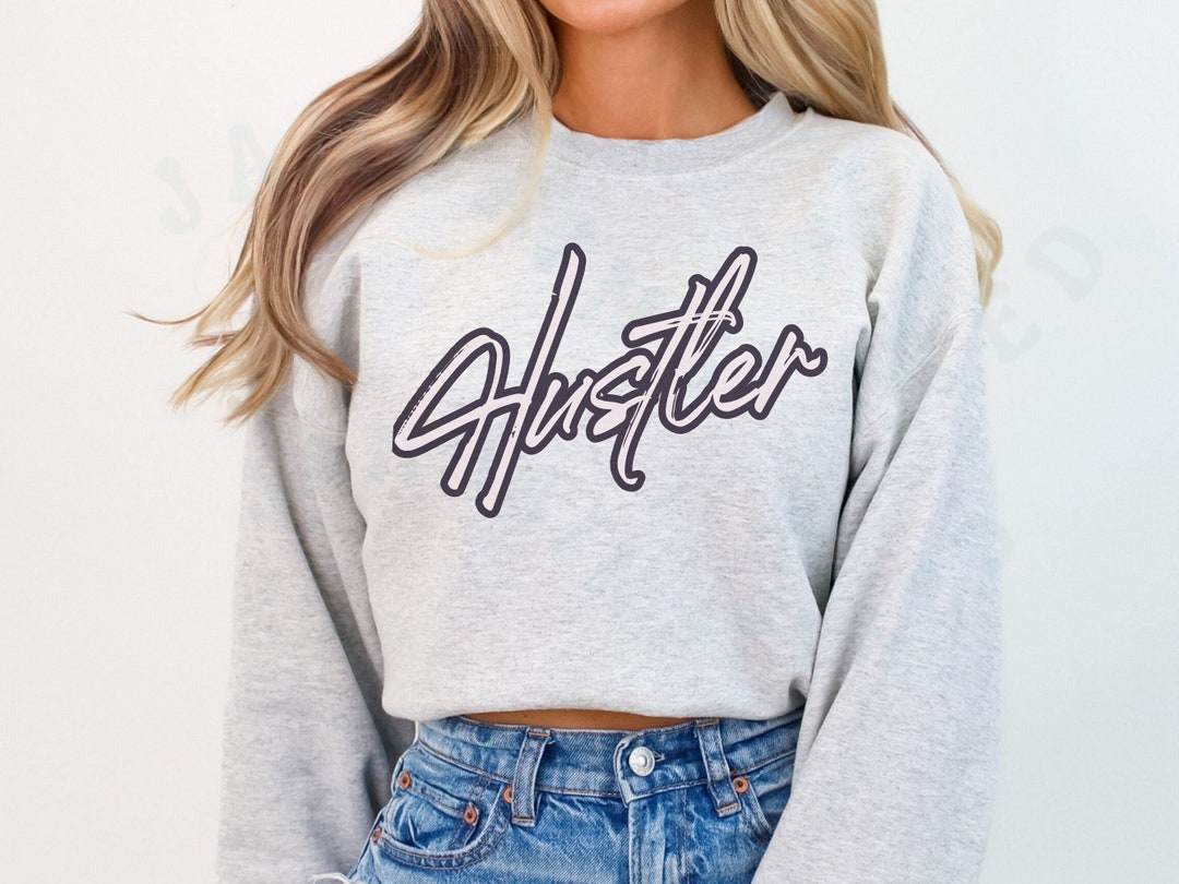 Hustler Mode Stylish Sweatshirt Black Pink Cursive Top Playful and ...
