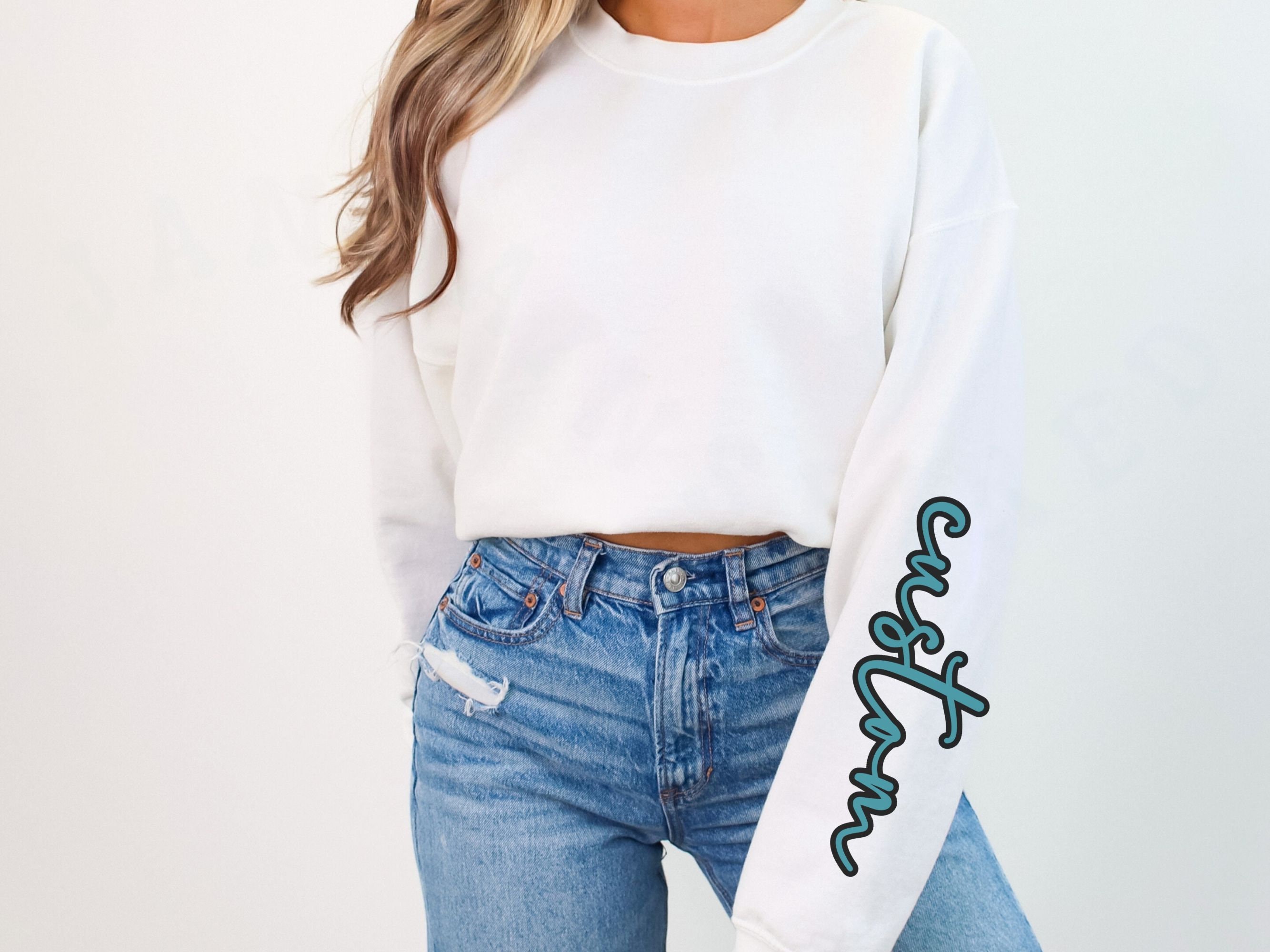 Custom Cursive Sleeve Text Word Sweatshirt Personal Statement ...