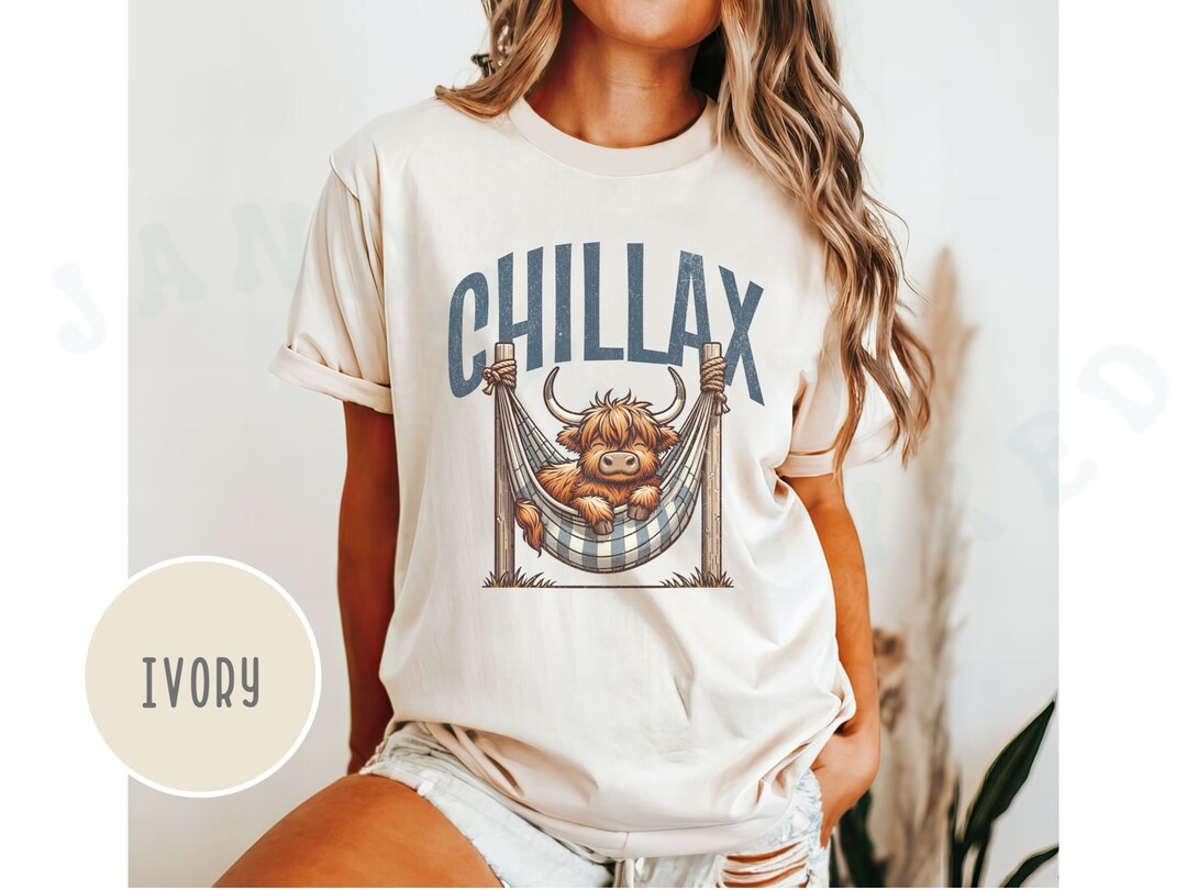 Highland Cow Summer T-shirt Comfort Colors Chillax Cool Laid Back Top ...