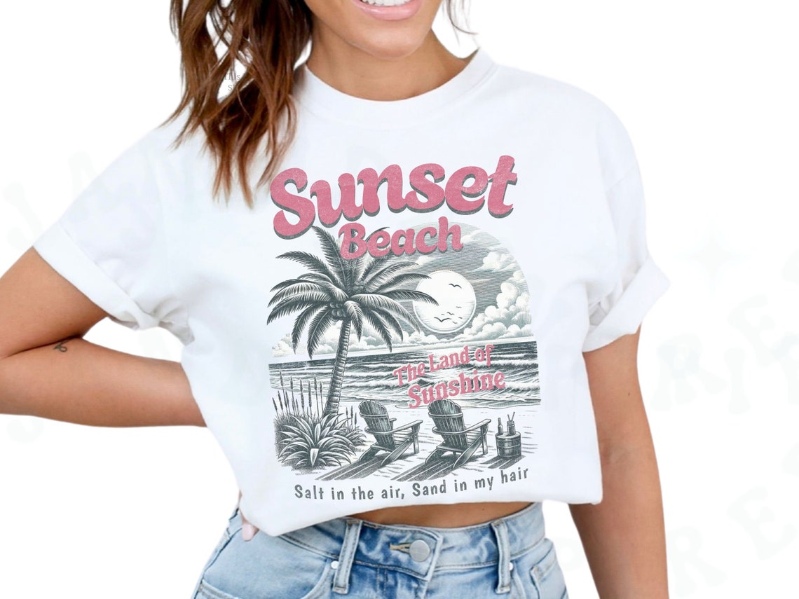 Sunset Beach Summer T-shirt Comfort Colors Unisex Vacation Travel Top ...