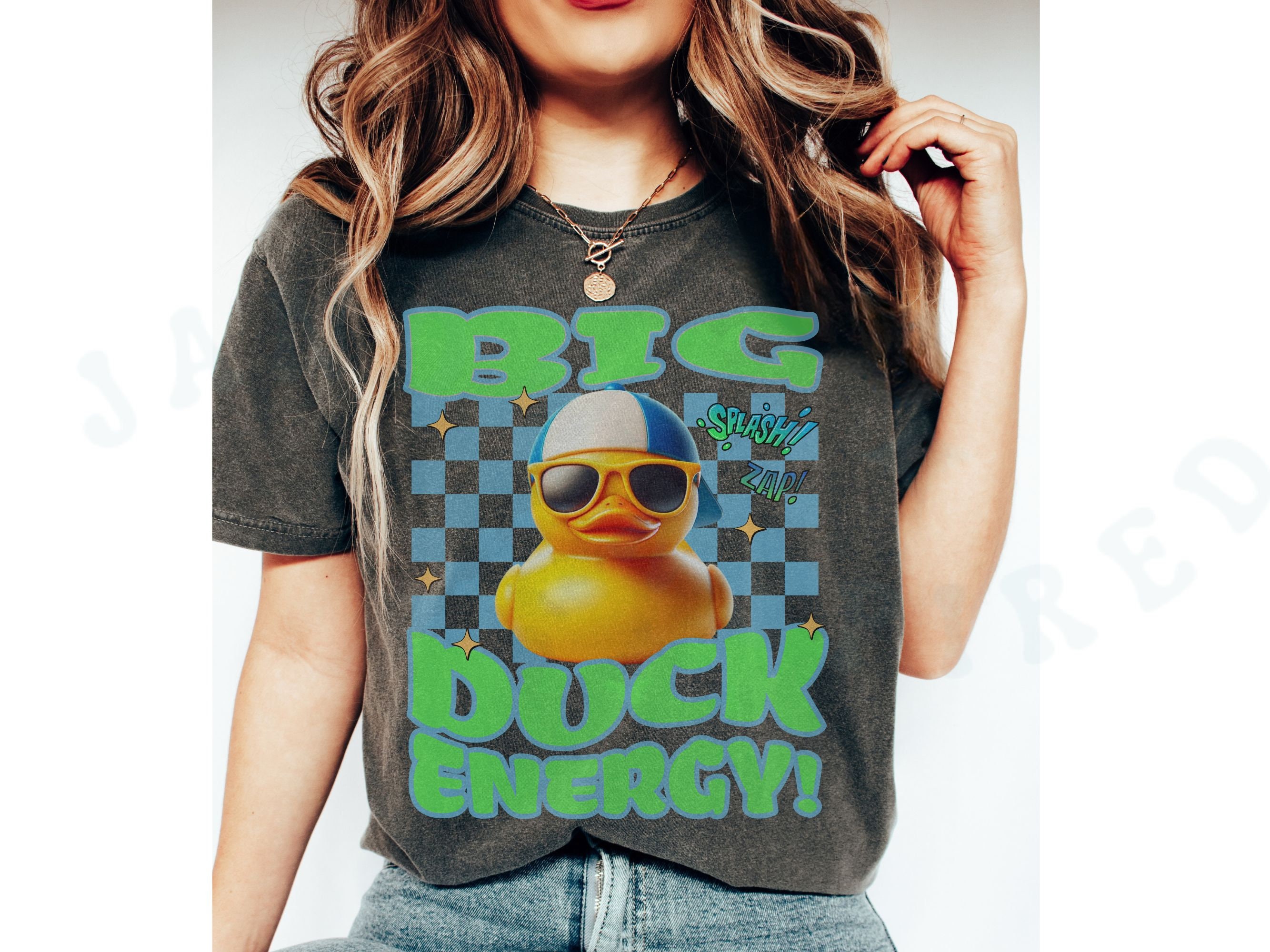 Big Duck Energy Retro Checkerboard Comfort Colors Tshirt Quirky Funny ...