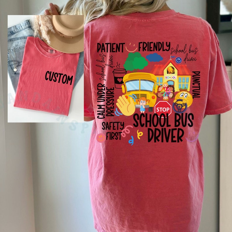 Custom School Bus Driver Comfort Colors T-shirt on the Road With Pride ...