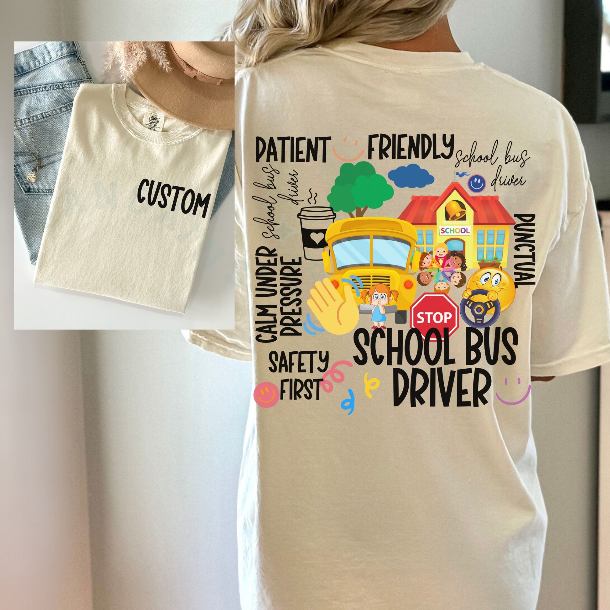 Custom School Bus Driver Comfort Colors T-shirt on the Road With Pride ...