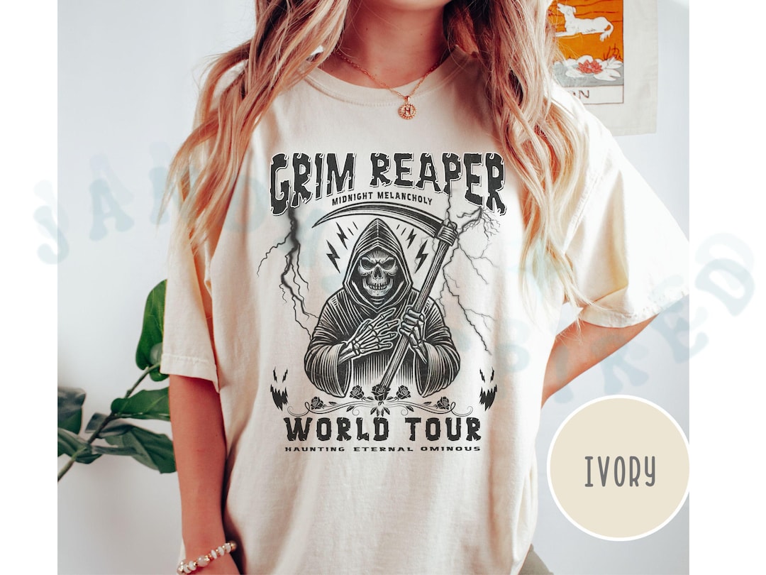 Grim Reaper World Tour Top Comfort Colors Spooky Season Halloween T ...