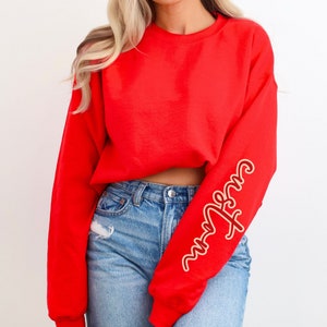 Custom Cursive Sleeve Text Word Sweatshirt Personal Statement ...