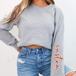 Custom Cursive Sleeve Text Word Sweatshirt Personal Statement ...