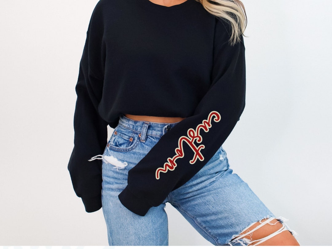 Custom Cursive Sleeve Text Word Sweatshirt Personal Statement ...