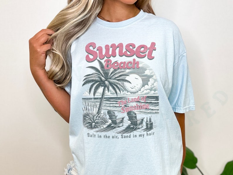 Sunset Beach Summer T-shirt Comfort Colors Unisex Vacation Travel Top ...