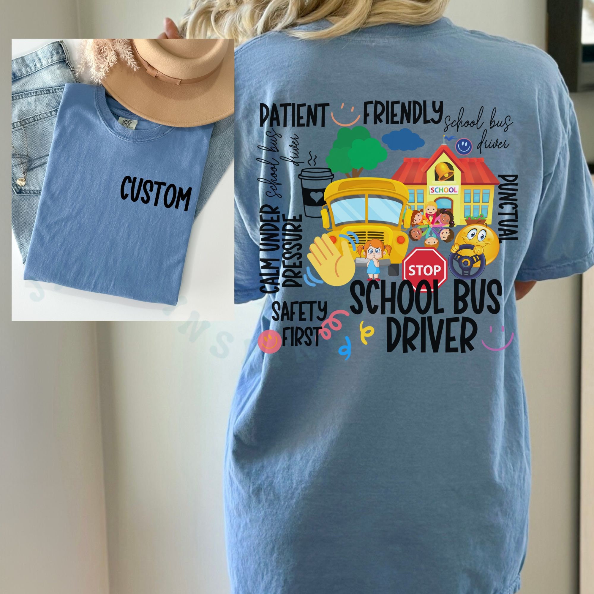 Custom School Bus Driver Comfort Colors T-shirt on the Road With Pride ...