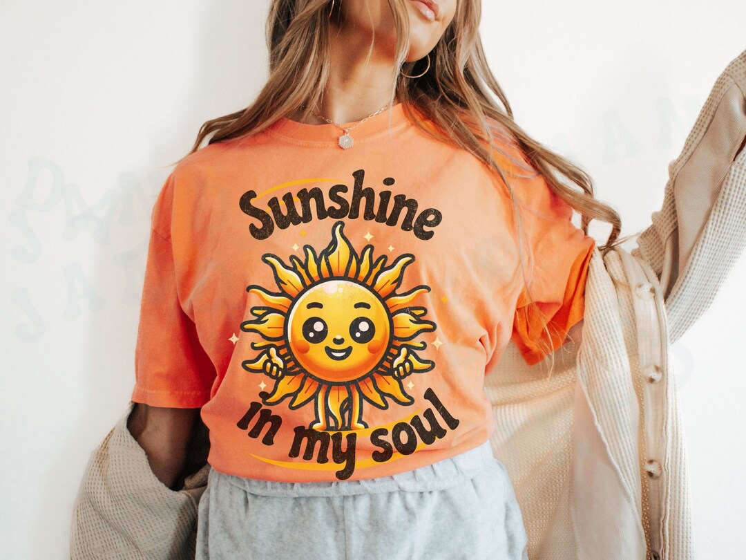 Happy Sunny Face T-shirt Comfort Colors Summer Positive Message Top ...