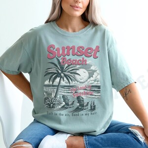 Sunset Beach Summer T-shirt Comfort Colors Unisex Vacation Travel Top ...