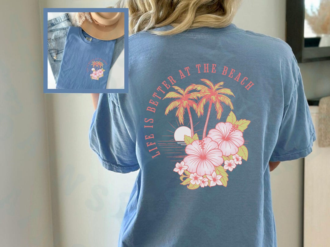 Summer Beach Sunset T-shirt Comfort Colors Palm Tree Hibiscus Flower ...
