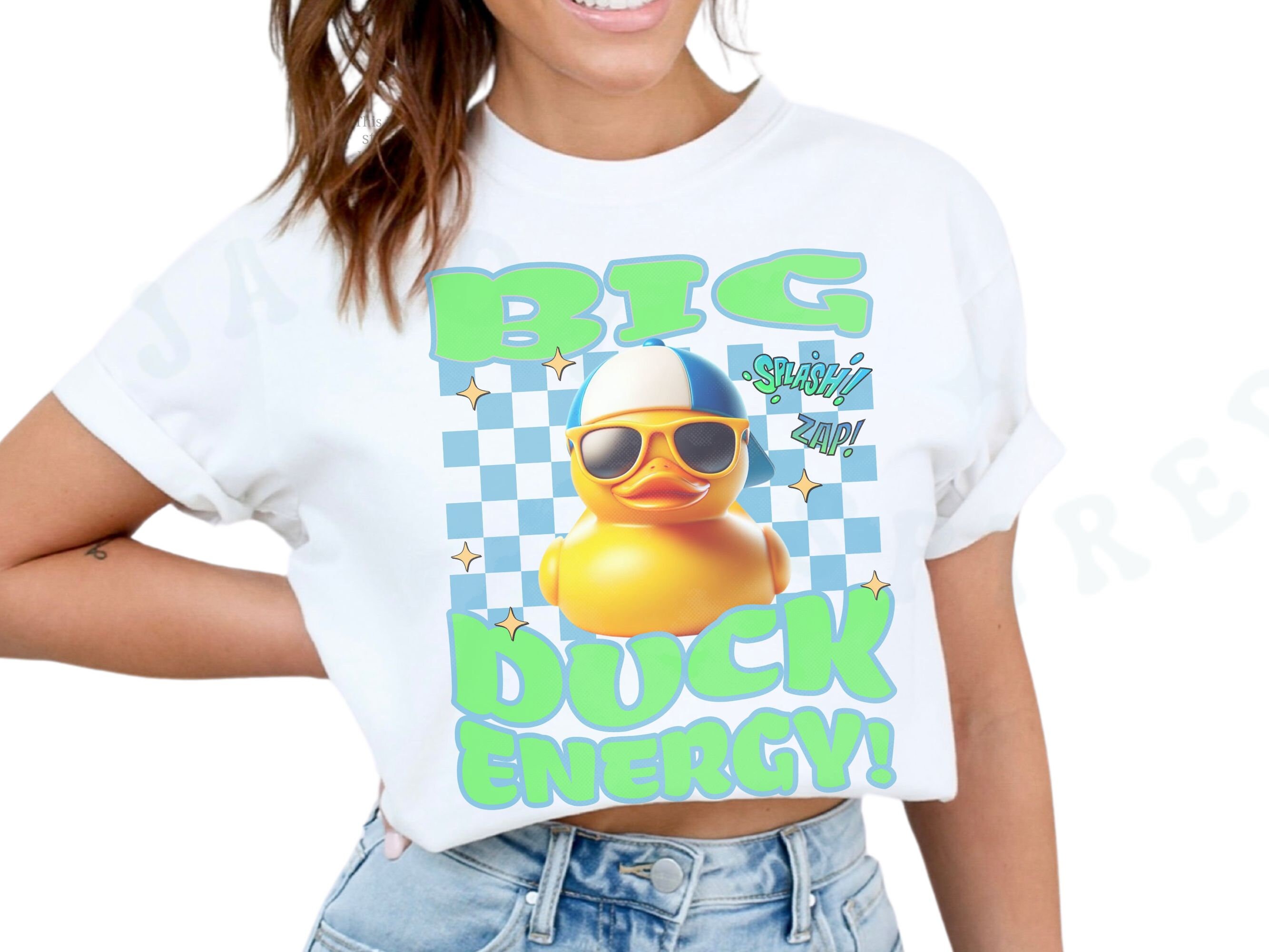 Big Duck Energy Retro Checkerboard Comfort Colors Tshirt Quirky Funny ...