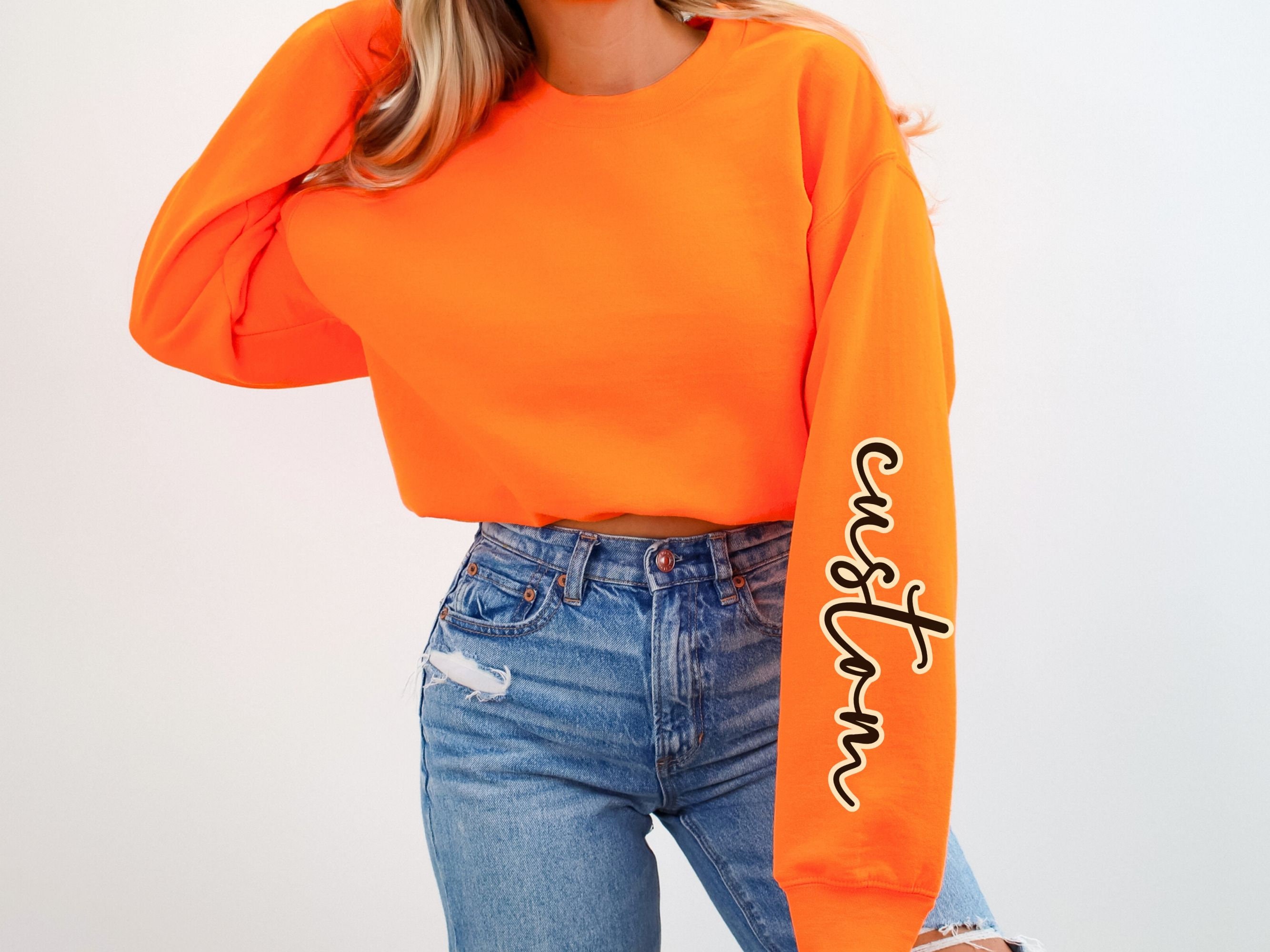 Custom Cursive Sleeve Text Word Sweatshirt Personal Statement ...