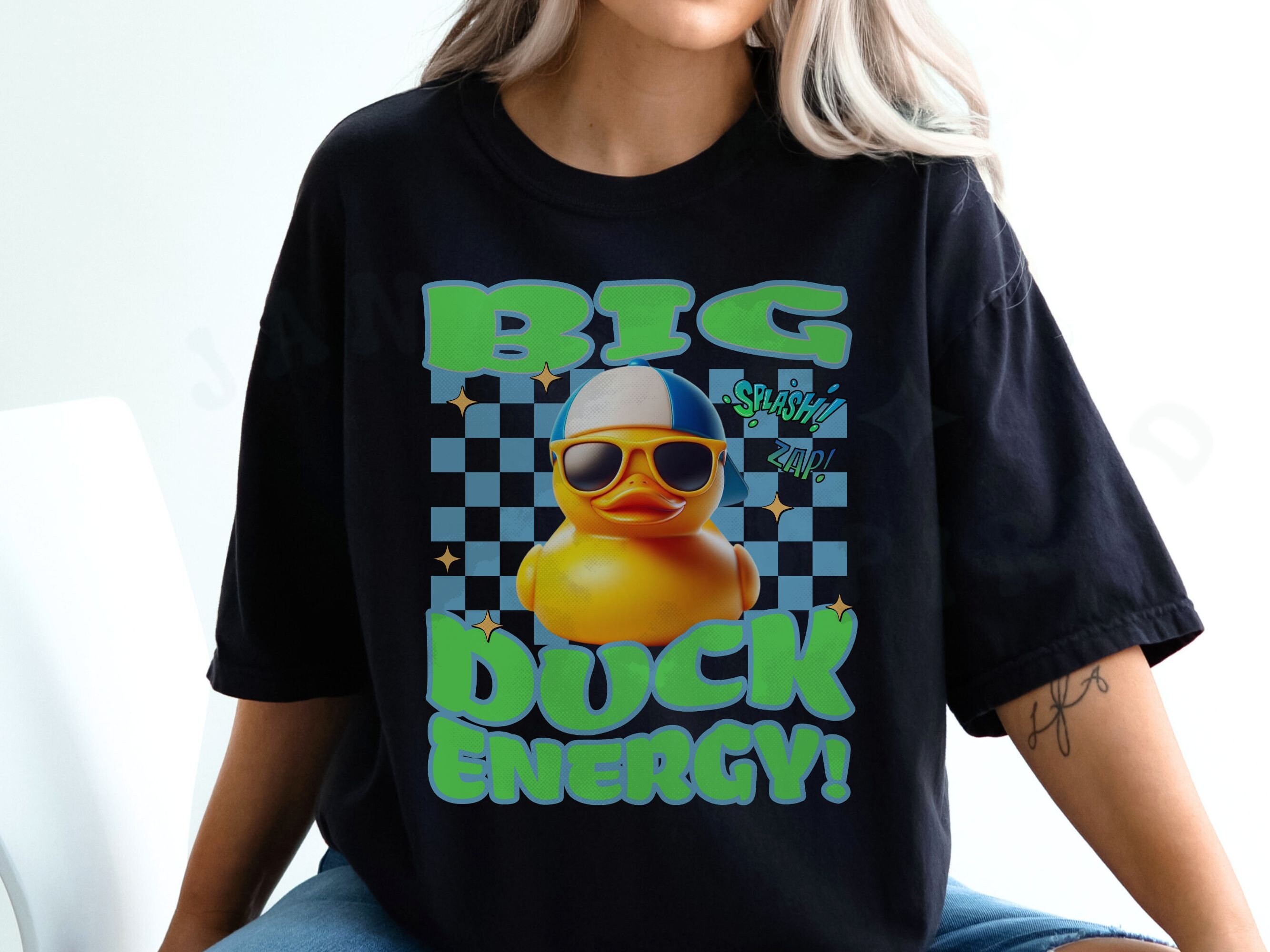 Big Duck Energy Retro Checkerboard Comfort Colors Tshirt Quirky Funny ...