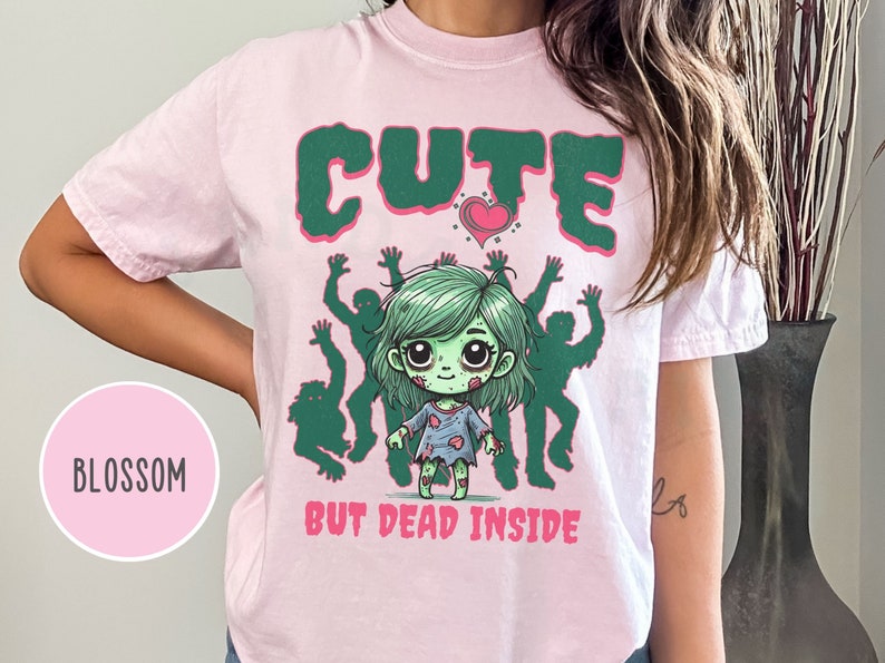 Zombie Gift Horror Tshirt Cute Comfort Colors Cartoon Spooky Halloween ...