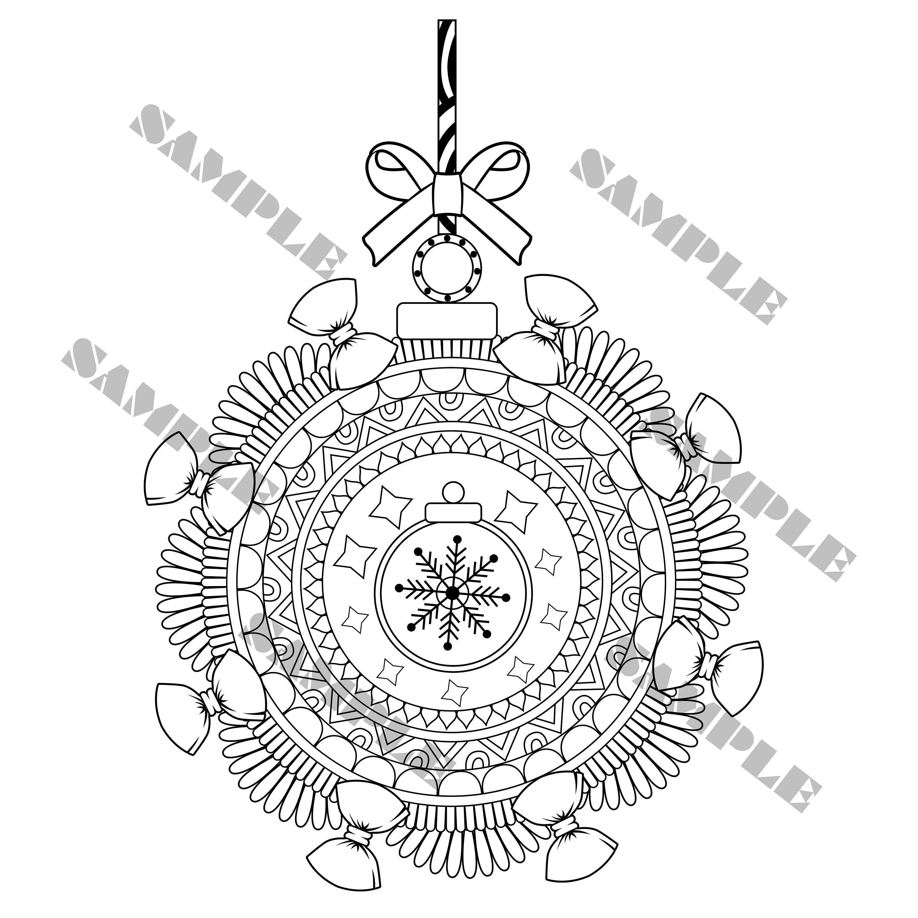 Mandala Christmas Coloring Pages - Etsy