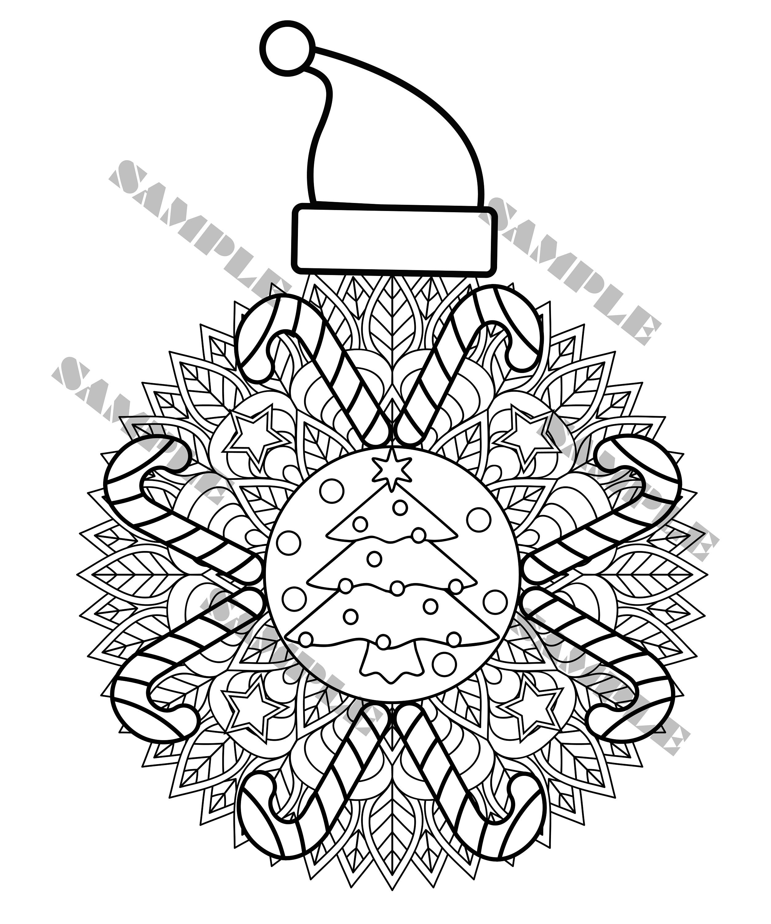 Mandala Christmas Coloring Pages - Etsy