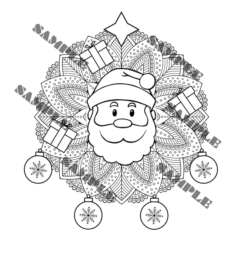 Mandala Christmas Coloring Pages - Etsy