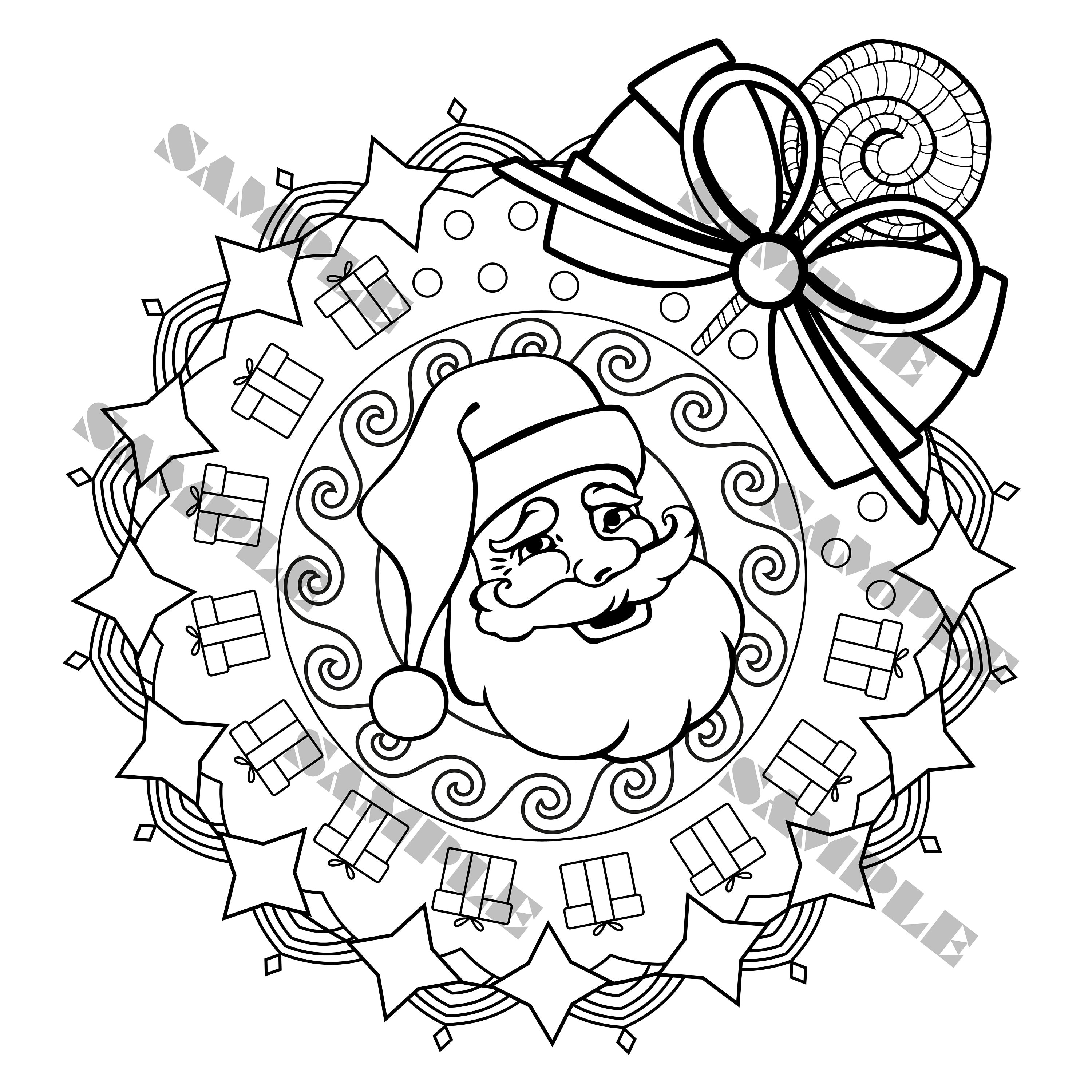 Mandala Christmas Coloring Pages - Etsy