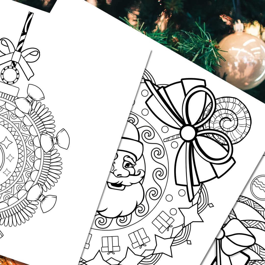 Mandala Christmas Coloring Pages - Etsy
