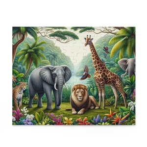 Whimsical Safari Animals Puzzle for a Tech Free Activity: Giraffe, Lion ...