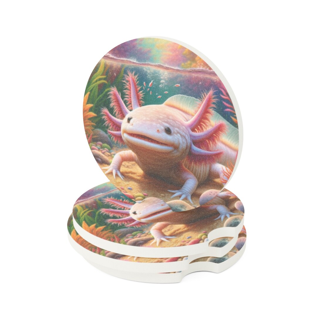 Axolotl Soapstone Car Coaster Gift for Axolotl Enthusiasts | Absorbent ...