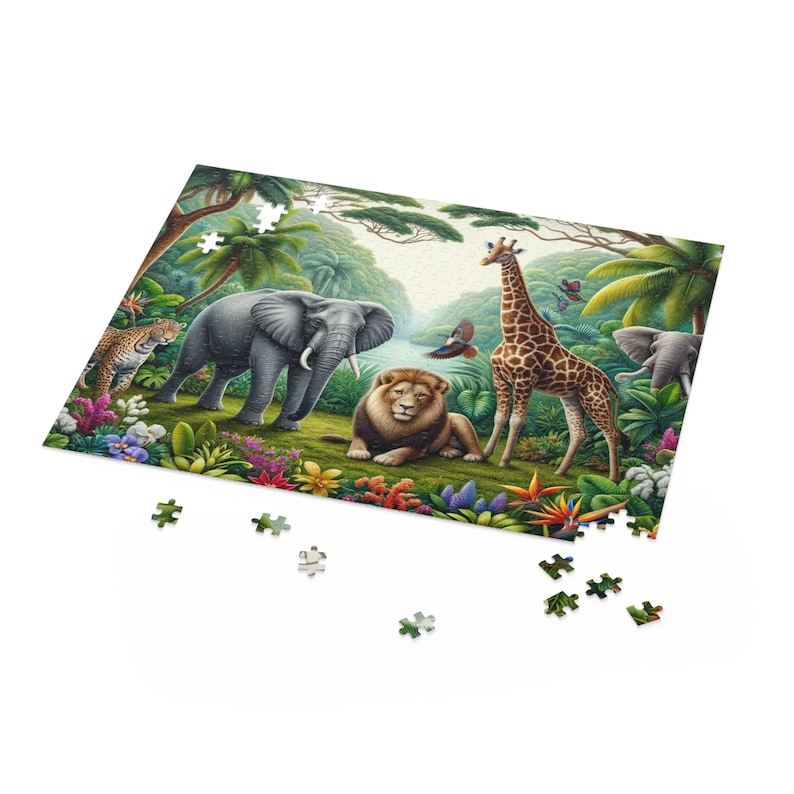 Whimsical Safari Animals Puzzle for a Tech Free Activity: Giraffe, Lion ...