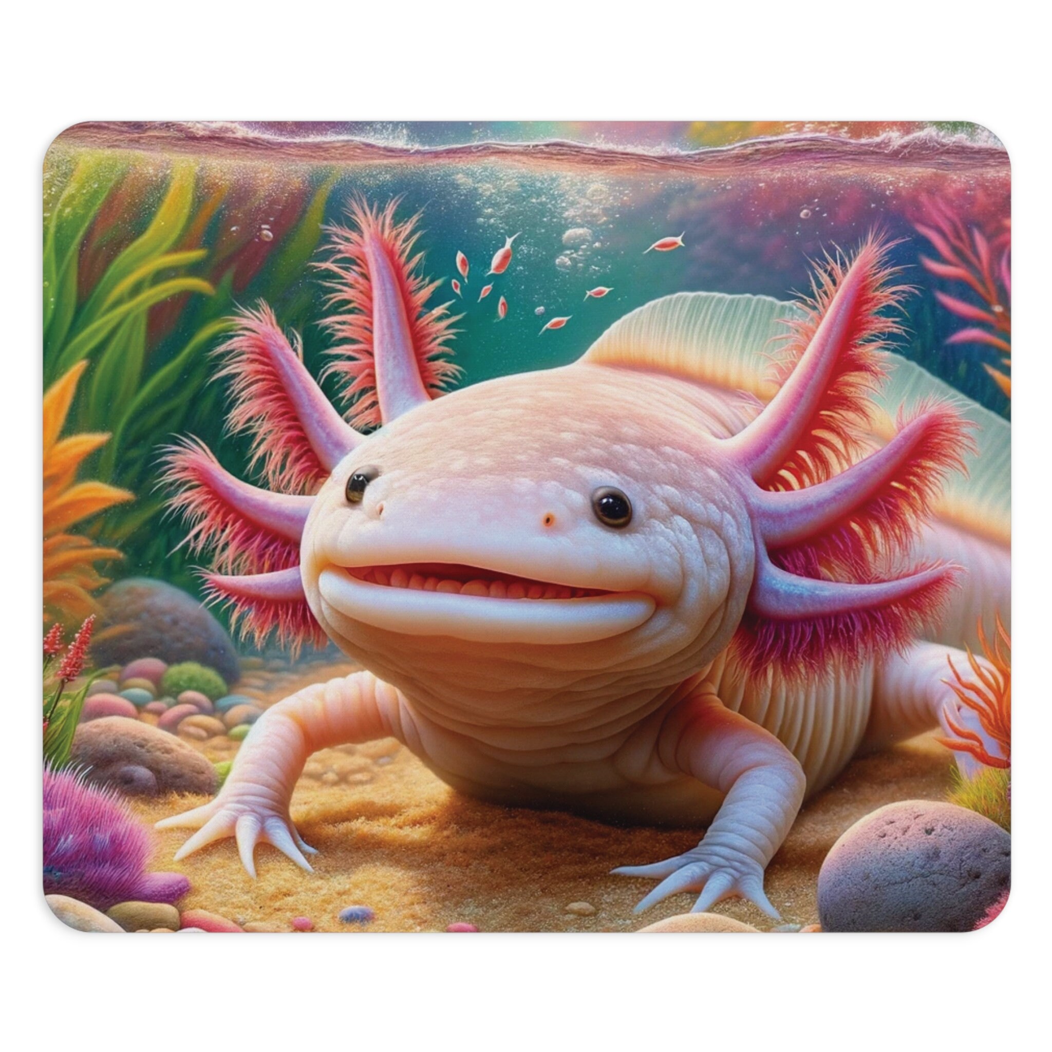 Vibrant Axolotl Mouse Pad - Non-slip, Durable Neoprene for Office ...