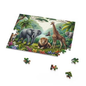 Whimsical Safari Animals Puzzle for a Tech Free Activity: Giraffe, Lion ...