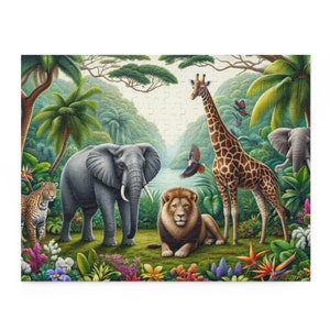 Whimsical Safari Animals Puzzle for a Tech Free Activity: Giraffe, Lion ...