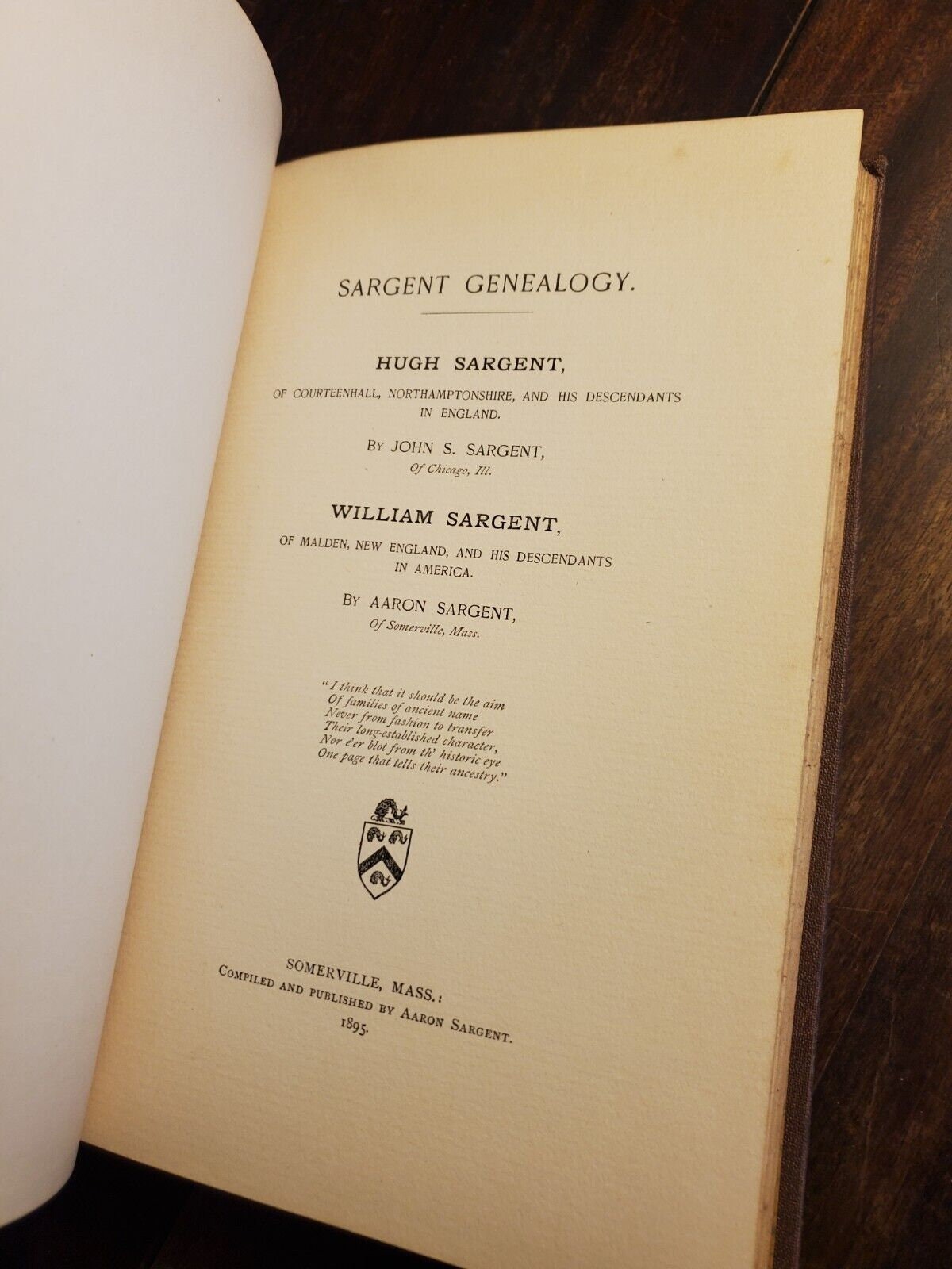 Sargent Genealogy by John S. Sargent and Aaron Sargent 1895 - Etsy